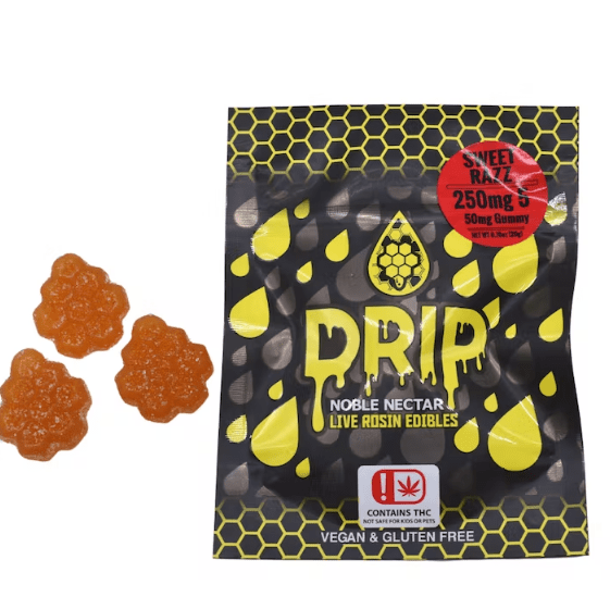 Noble Nectar | Sweet Raspberry 250mg Hash Rosin Gummies (5 pcs) | Sweede