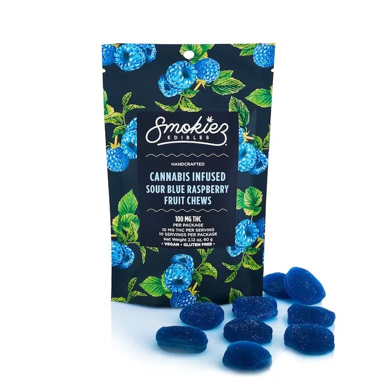 Smokiez Edibles | Sour Blue Raspberry 100mg THC Fruit Chews - AZ | Sweede