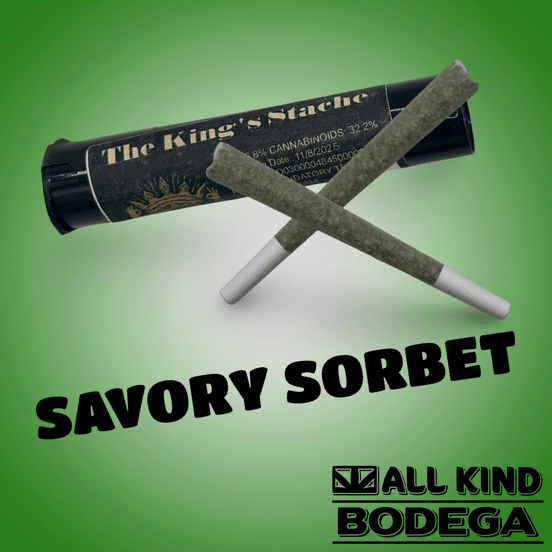 Savory Sorbet .5g preroll 2 pack (1g total) (@thekingsstache) at All Kind Bodega AMS331